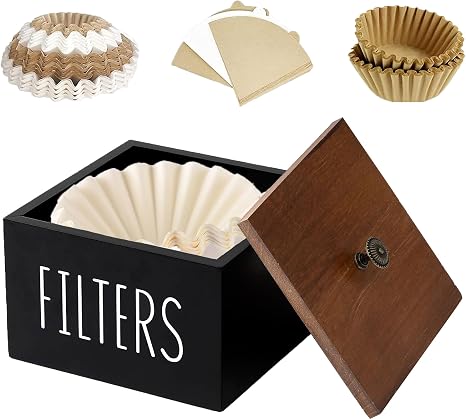 Amazon.com: ESEHGS Coffee Filter Holder, Wooden Coffee Filter Container ...