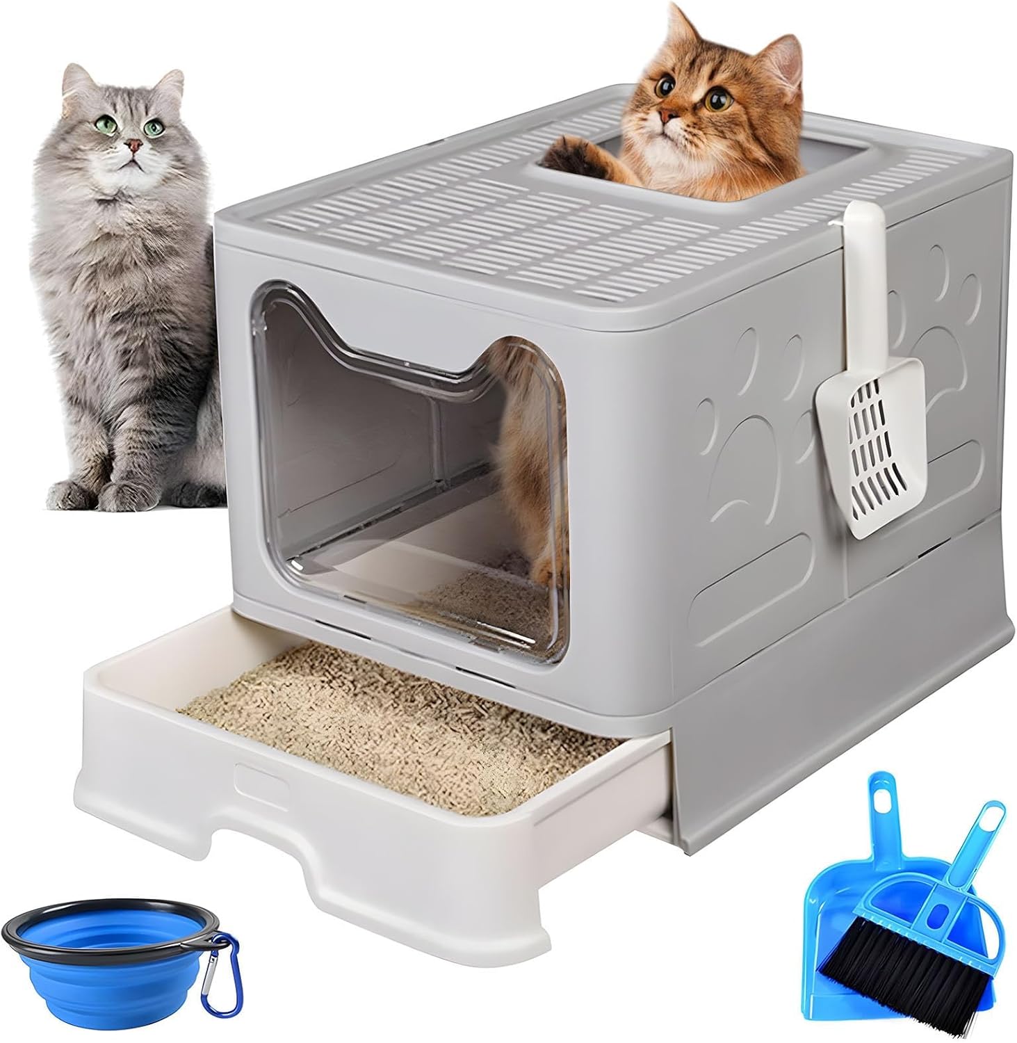 Large Foldable Cat Litter Box with Drawer and Lid - Nepal | Ubuy