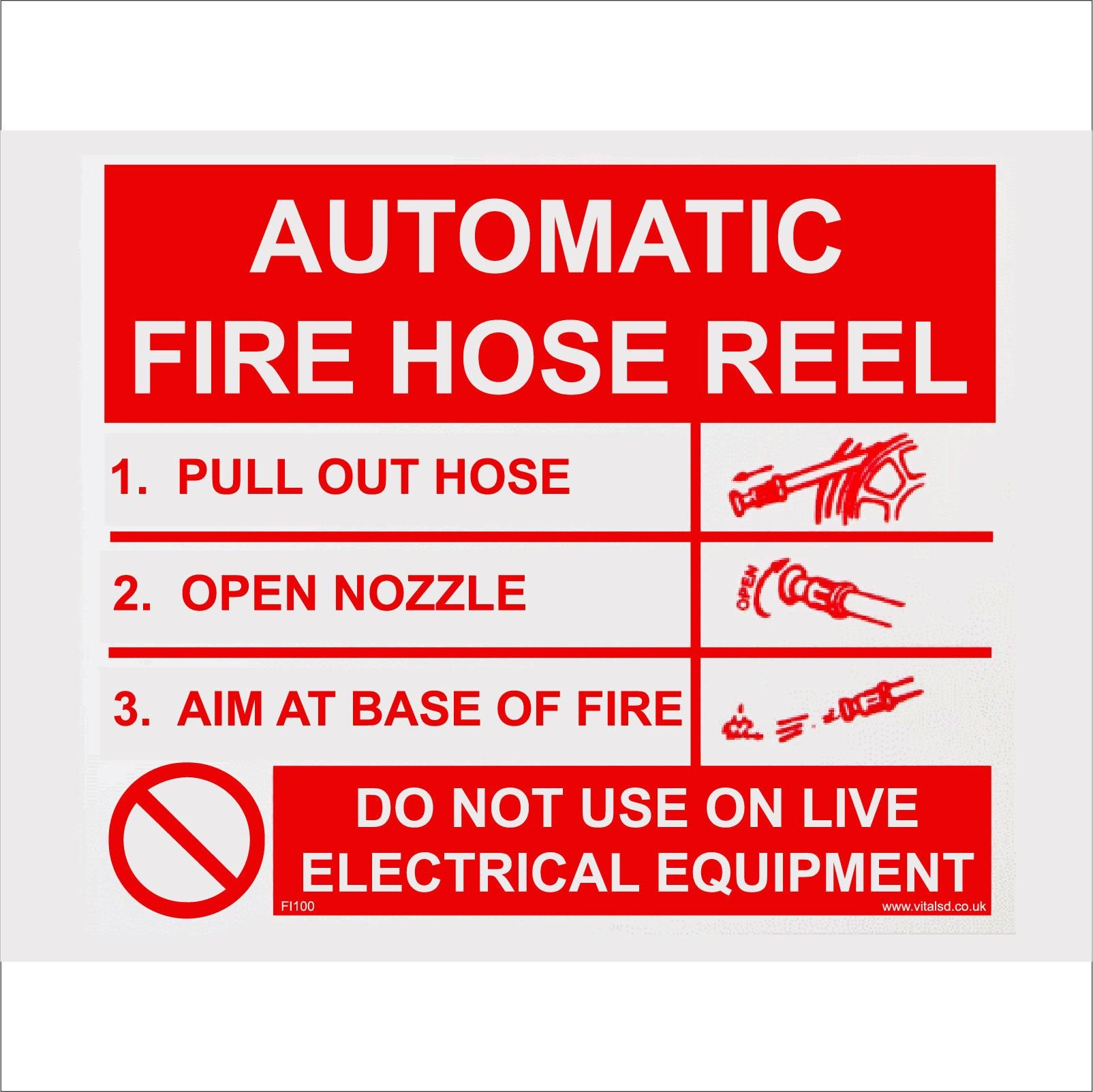 Buy FI100 Automatic Fire Hose Reel Sign Emergency Factory Office ...