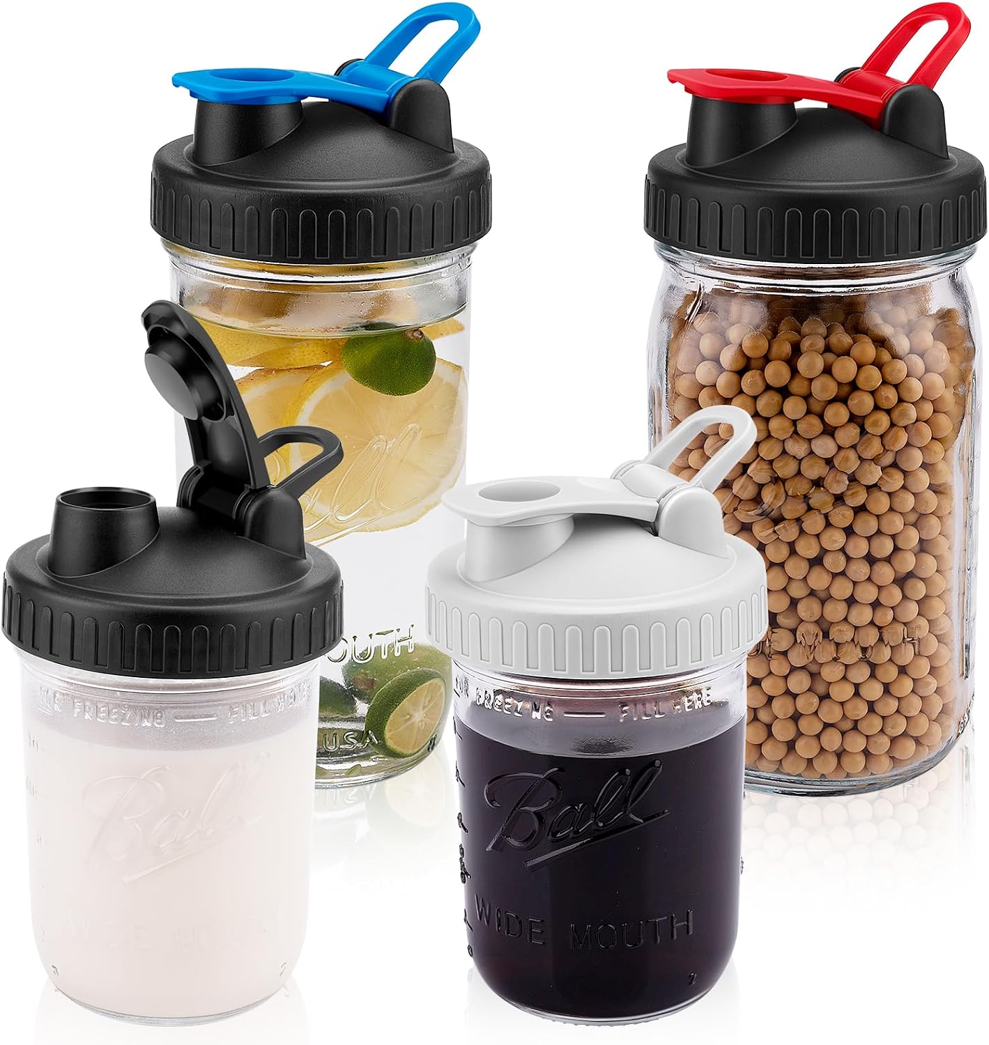 Amazon.com: 4 Pack Wide Mouth Mason Jar Pour Spout Lids for Ball Mason ...