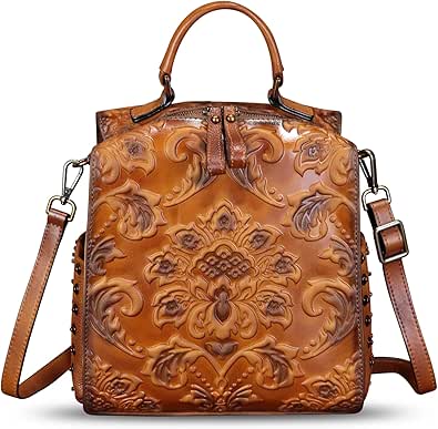 Amazon.com: Genuine Leather Satchel for Women Purse Convertible ...
