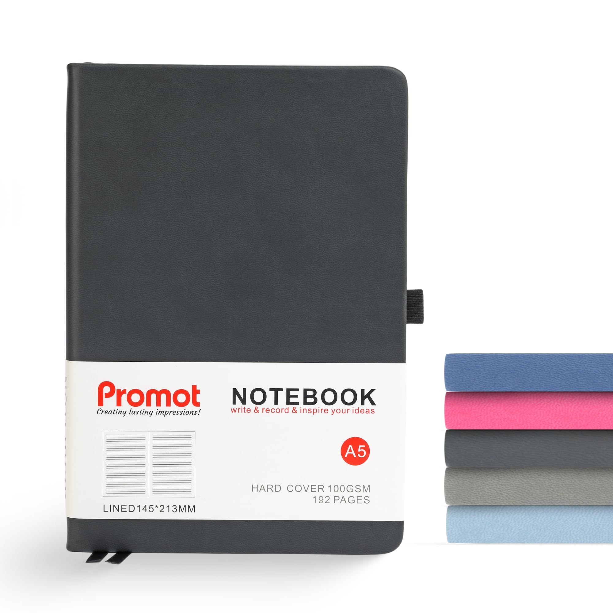 Amazon.com : Promot Ruled Journal Notebook - A5 Black 192 Lined Pages 8 ...