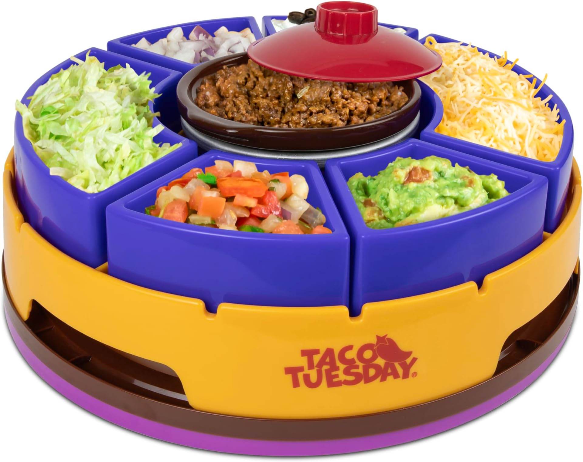 Amazon.com | Nostalgia Taco Tuesday Taco Serving Set with Lazy Susan ...