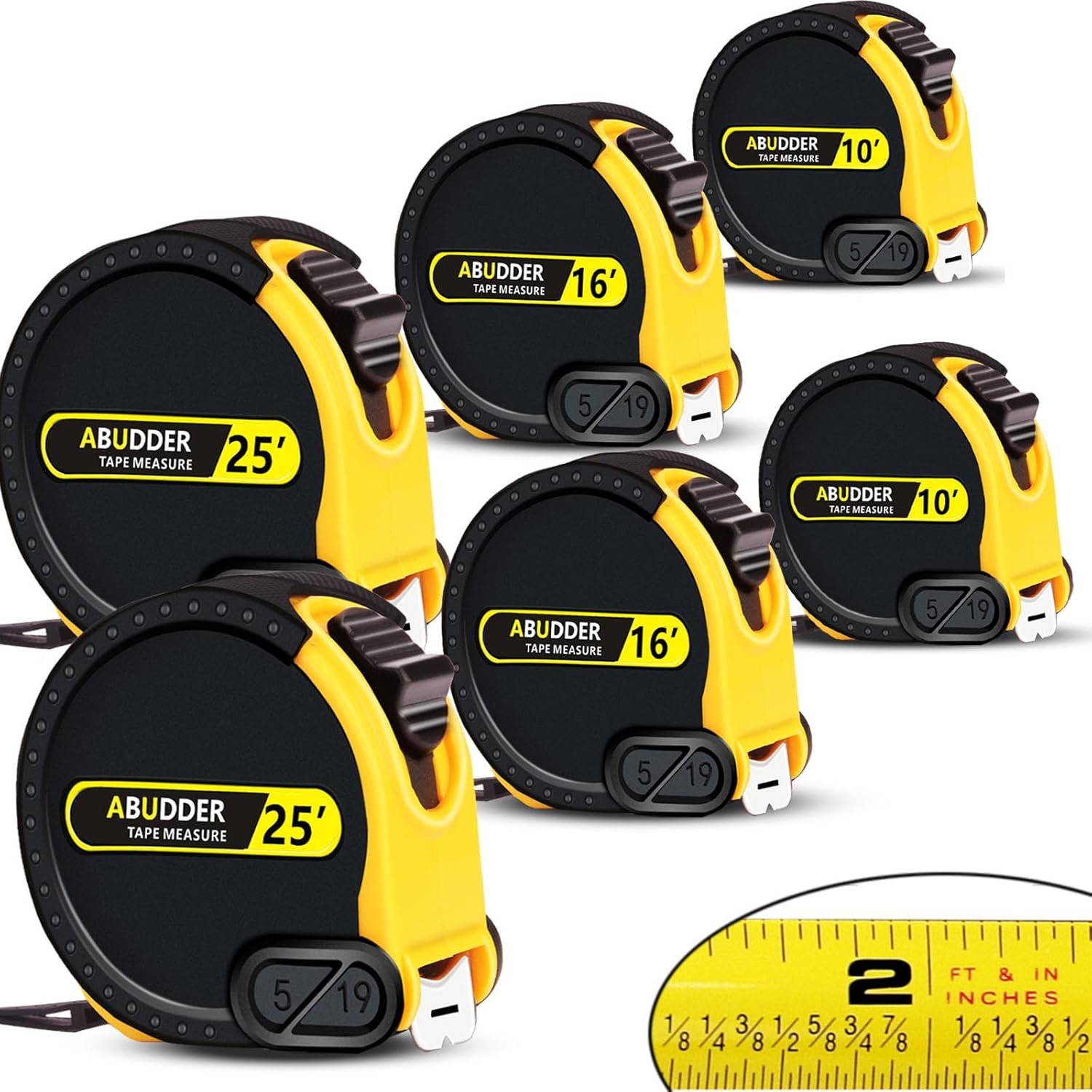 Tape Measure Set, 6 Pack Measuring Tape(10', 16'and 25'),Easy Read ...