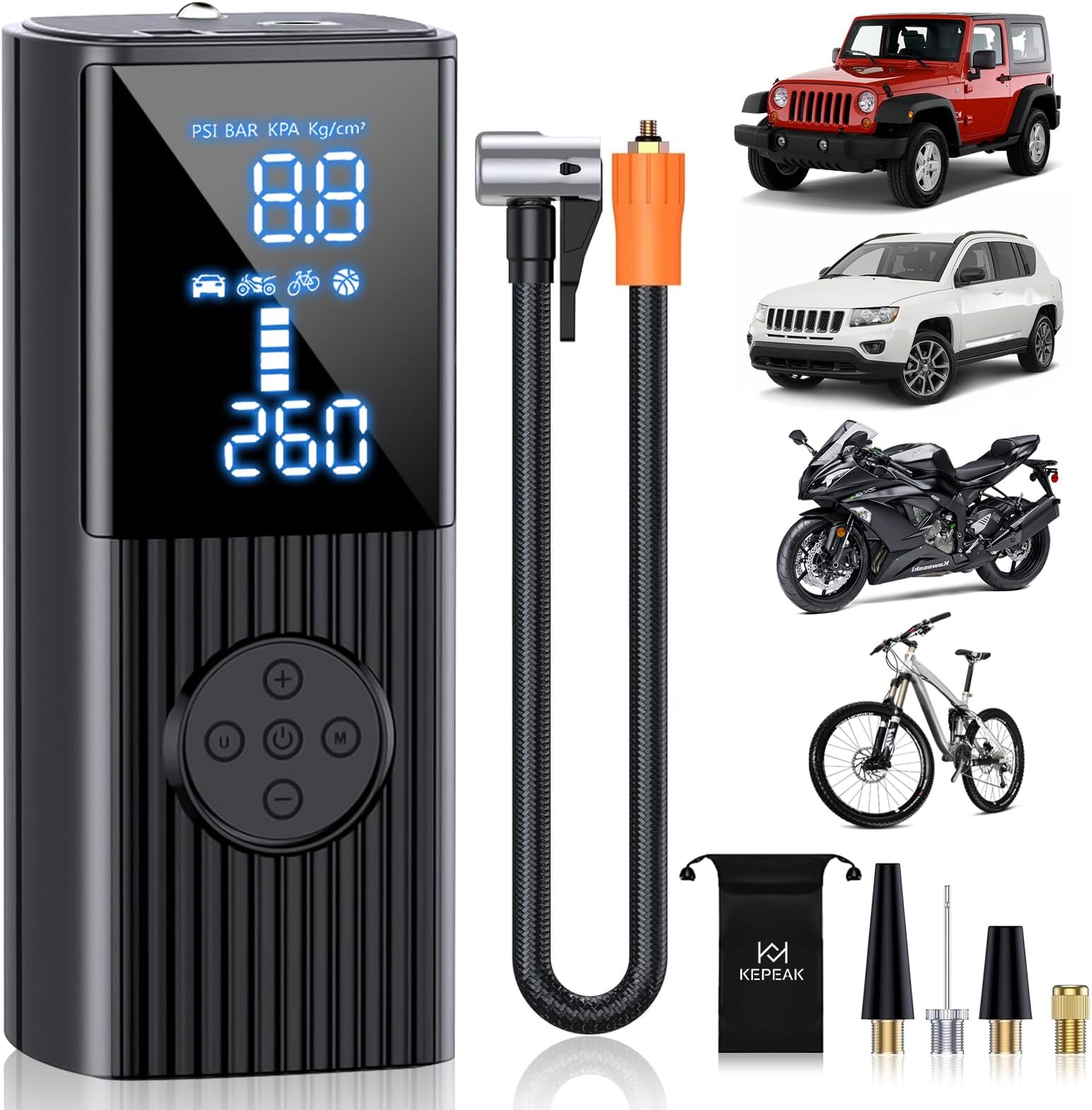 Amazon.com: KEPEAK Tire Inflator Portable Air Compressor - 20000mAh Air ...