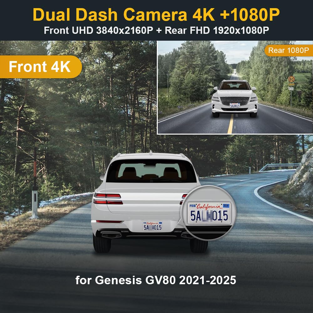 Snapklik.com : Fitcamx Front 4K+Rear 1080P Dash Cam For 2021-2025 ...