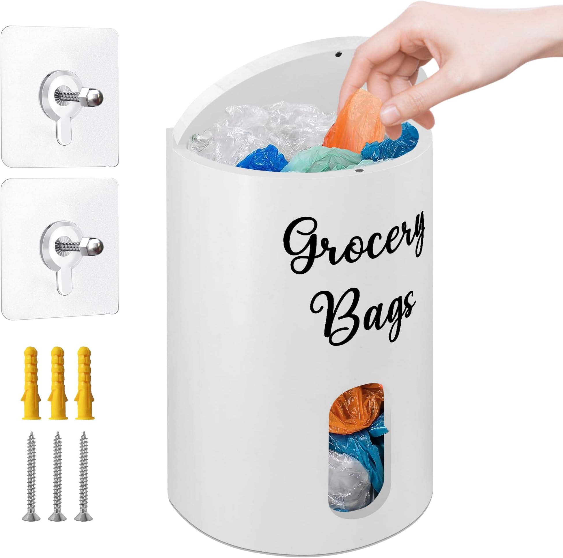 Amazon.com: Grocery Bag Holder Wall Mount, Wood Plastic Bag Holder ...