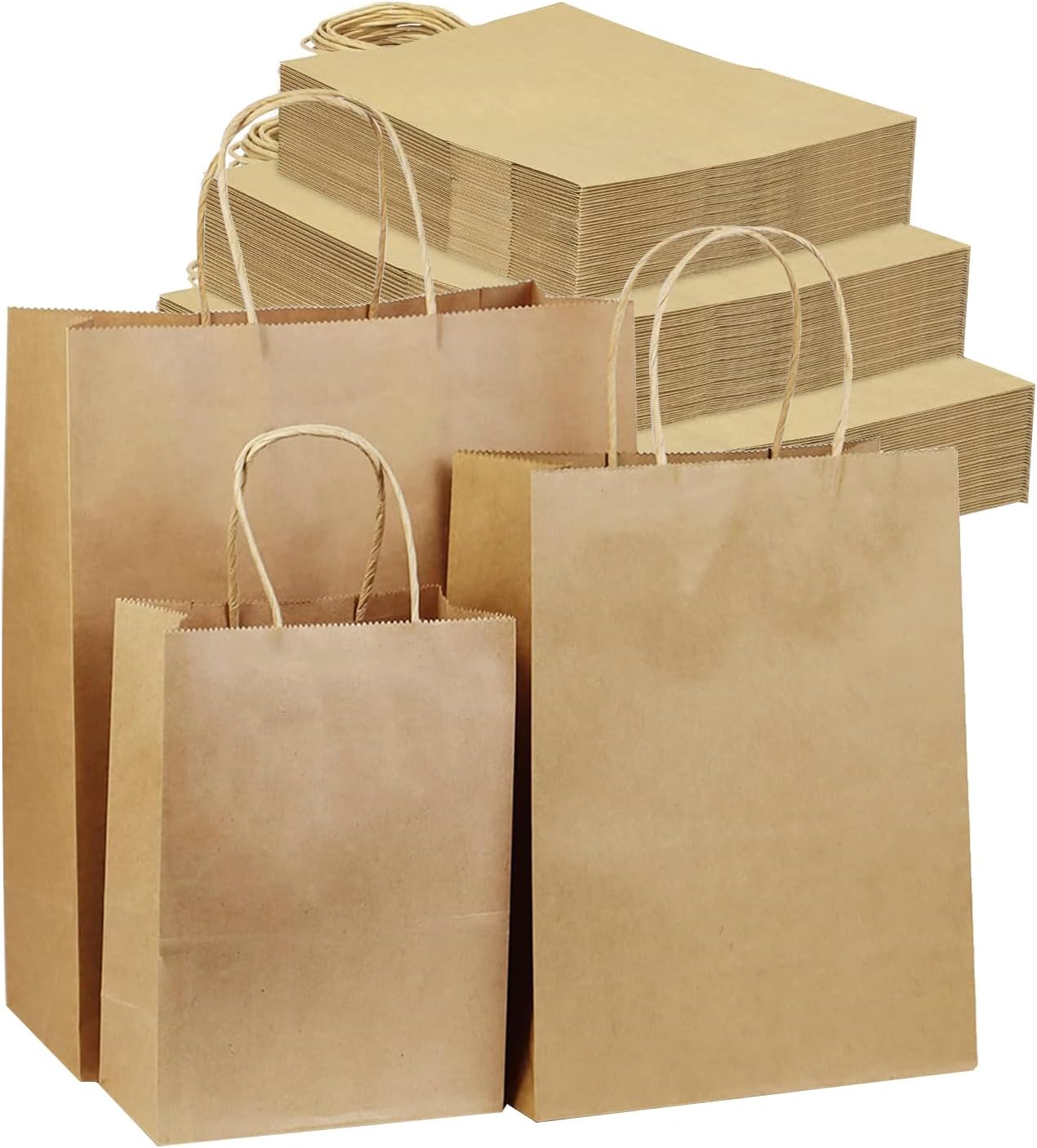 45pcs Brown Paper Bags with Handles Assorted Size Gift Bags Recyclable ...