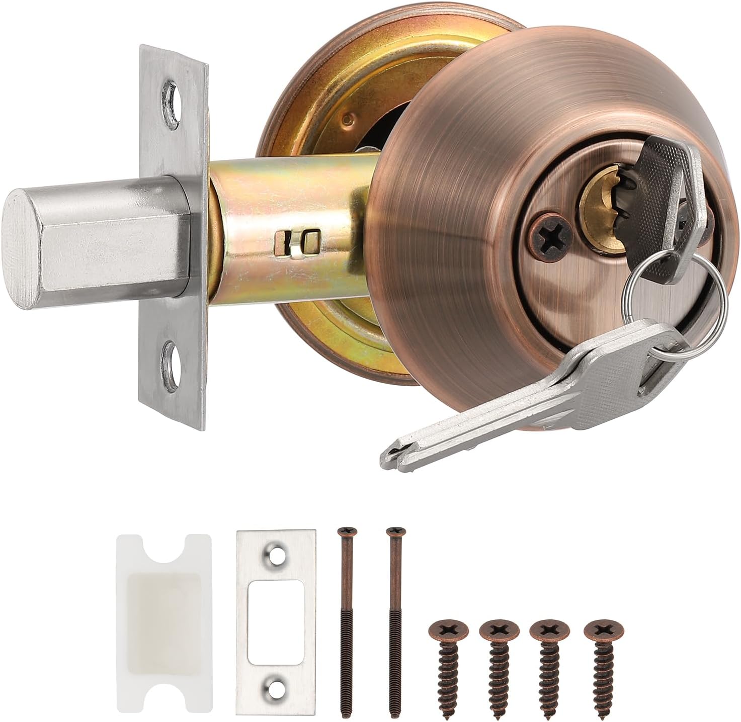 PATIKIL Keyed Alike Double Cylinder Deadbolts, Keyed Entry Door Knob ...