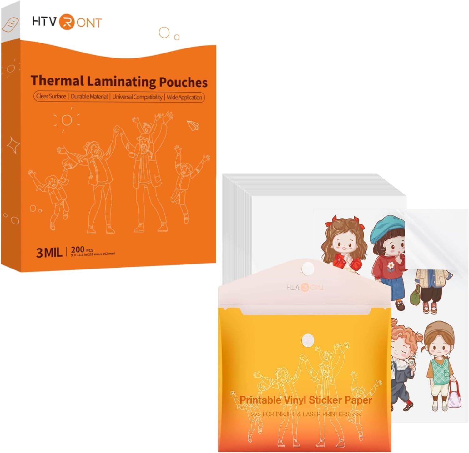 Amazon.com: HTVRONT Printable Vinyl Sticker Paper, 100 Sheets Glossy ...