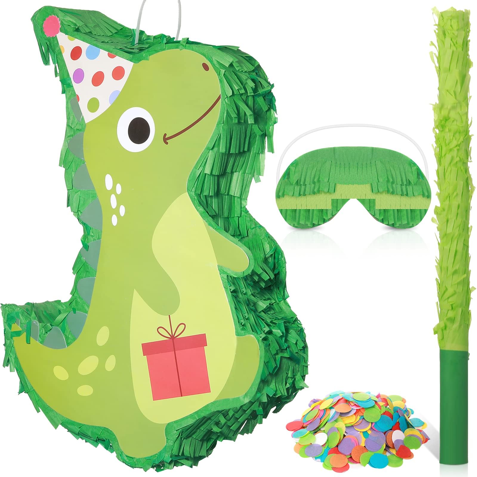 Amazon.com: Dinosaur T-Rex 3D Pull Pinata - Green & Orange Design ...