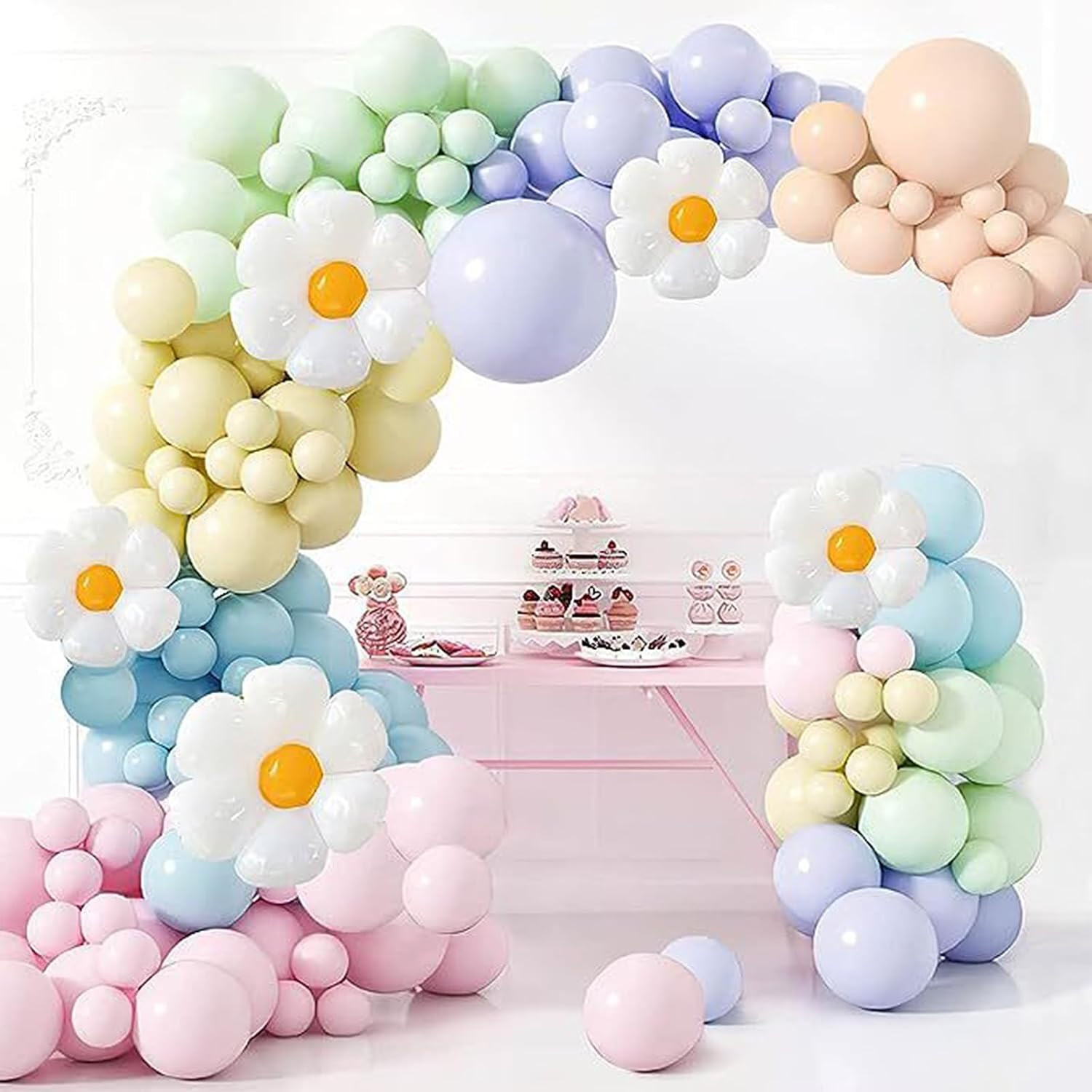 Amazon.com: Dolleme 133Pcs Daisy Balloon Garland Arch Kit, White Daisy ...