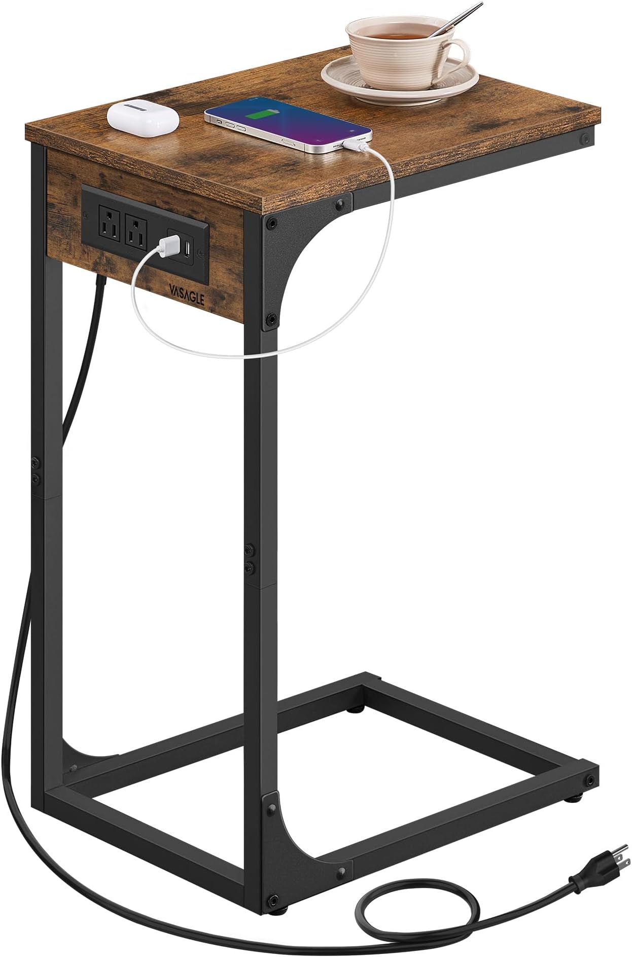 VASAGLE Table d'appoint en forme de C, table d'appoint pour canapé ...