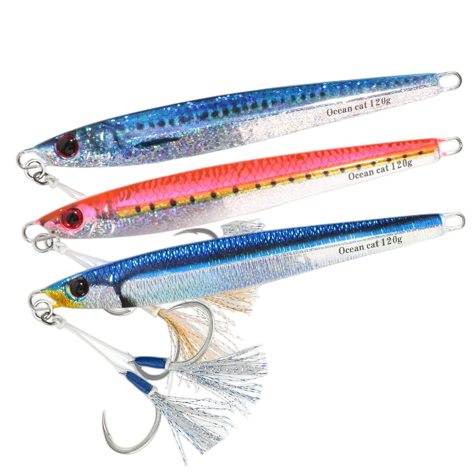 Amazon.com : OCEAN CAT 1 PC Slow Fall Pitch Fishing Lures Sinking Lead ...