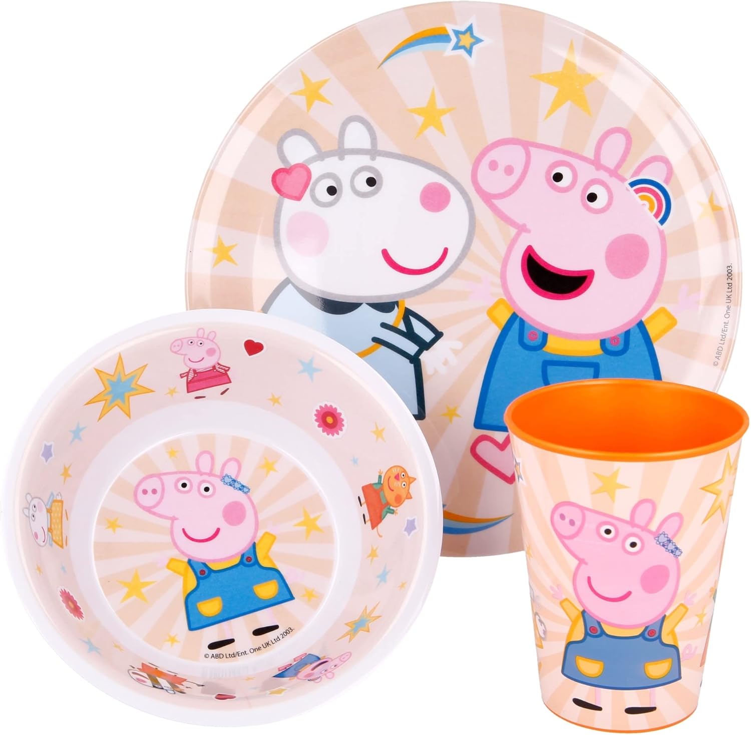 Stor 8412497412594Melamine Dinnerware 3-Piece Set Without Border, Peppa ...
