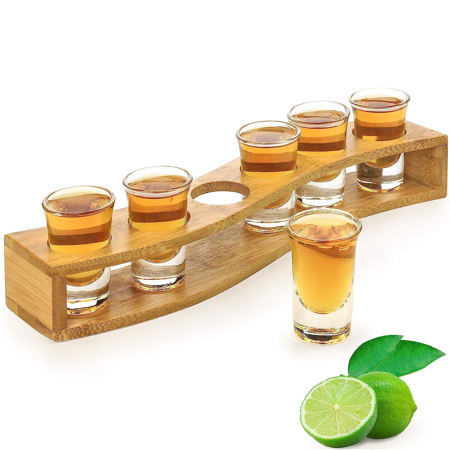 Buy THW® Shot Glasses Set 1 Holder and 6 Polycarbonate Shot Glasses 1oz ...