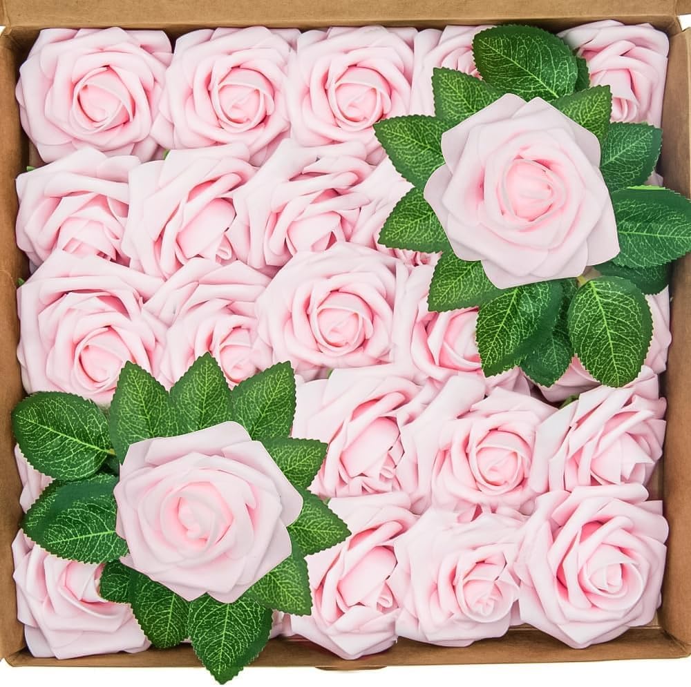 BELLE VOUS Lot de 50 Rose Artificielle Rose en Mousse avec Tige - 18 cm ...
