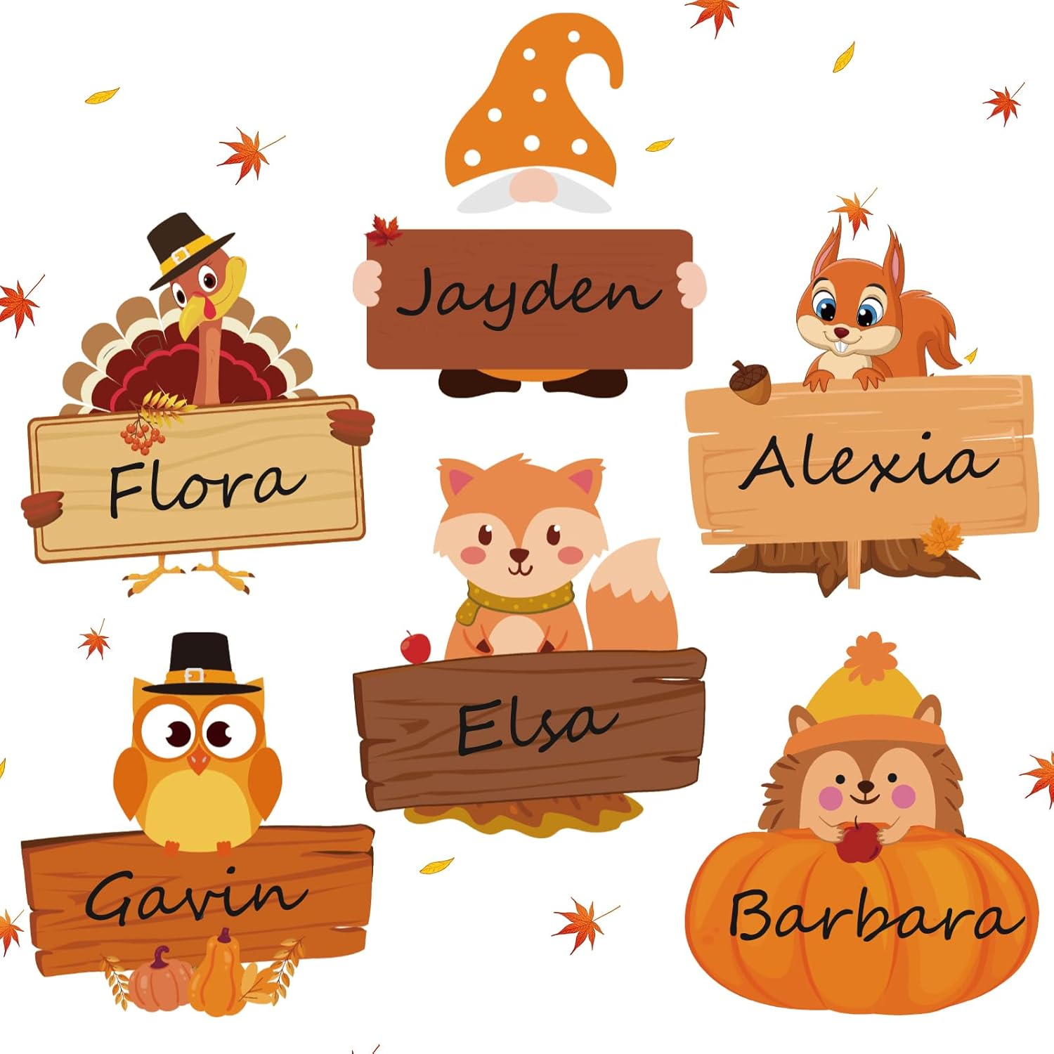 Amazon.com: Henoyso 108 Pcs Fall Thanksgiving Themed Name Tags Labels ...