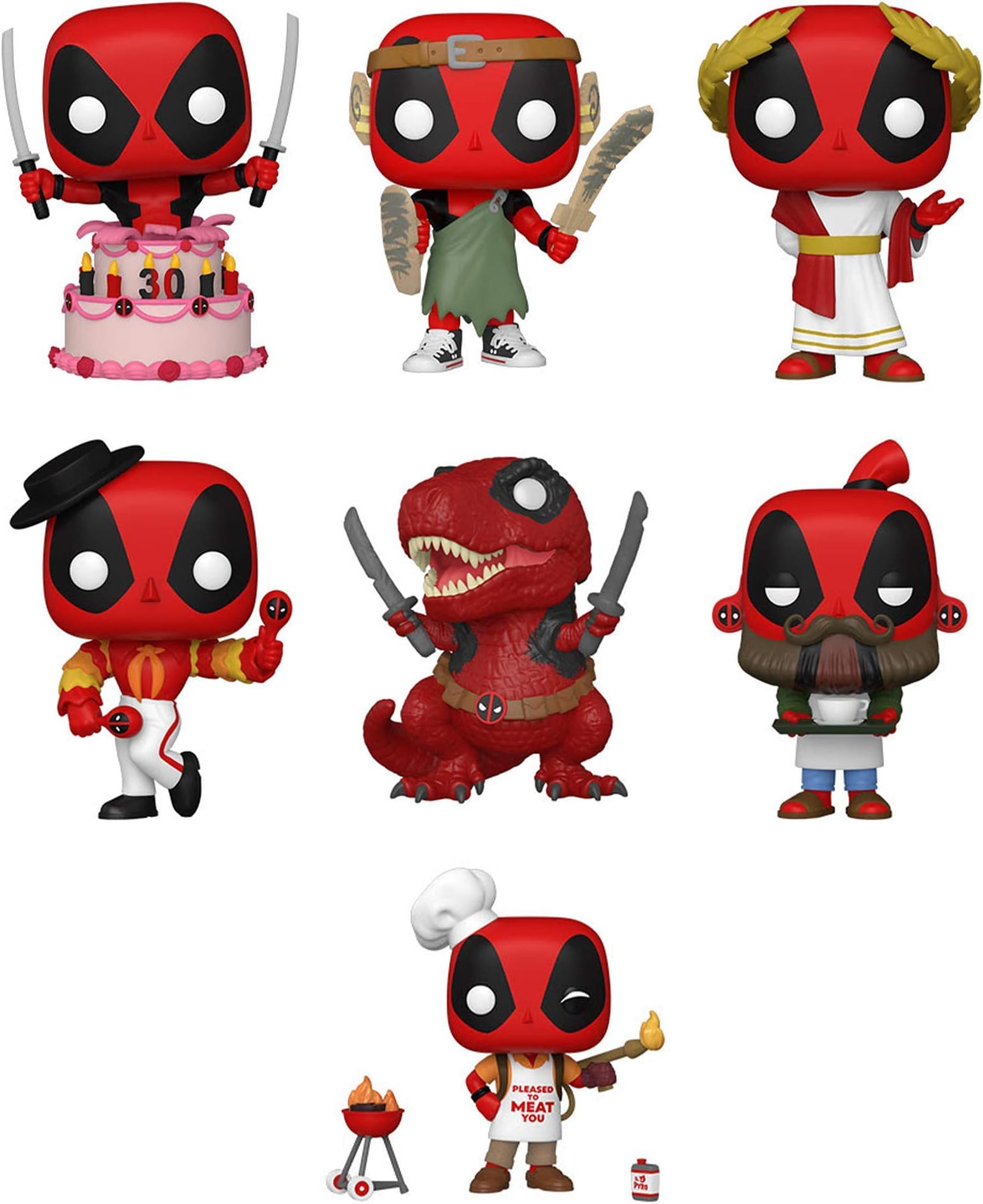 Amazon.com: Funko Pop! Deadpool 30th Anniversary Set of 7: Deadpool ...