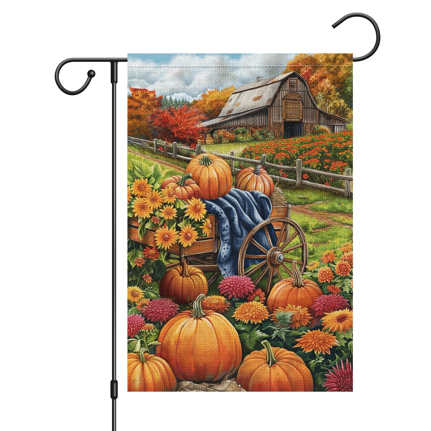 Amazon.com : Louise Maelys Fall Farmhouse Pumpkin Garden Flag 12x18 ...