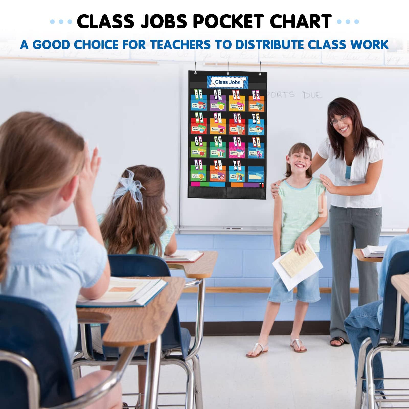 KIKIGOAL Class Jobs Pocket Chart Bulletin Board for School Classroom ...