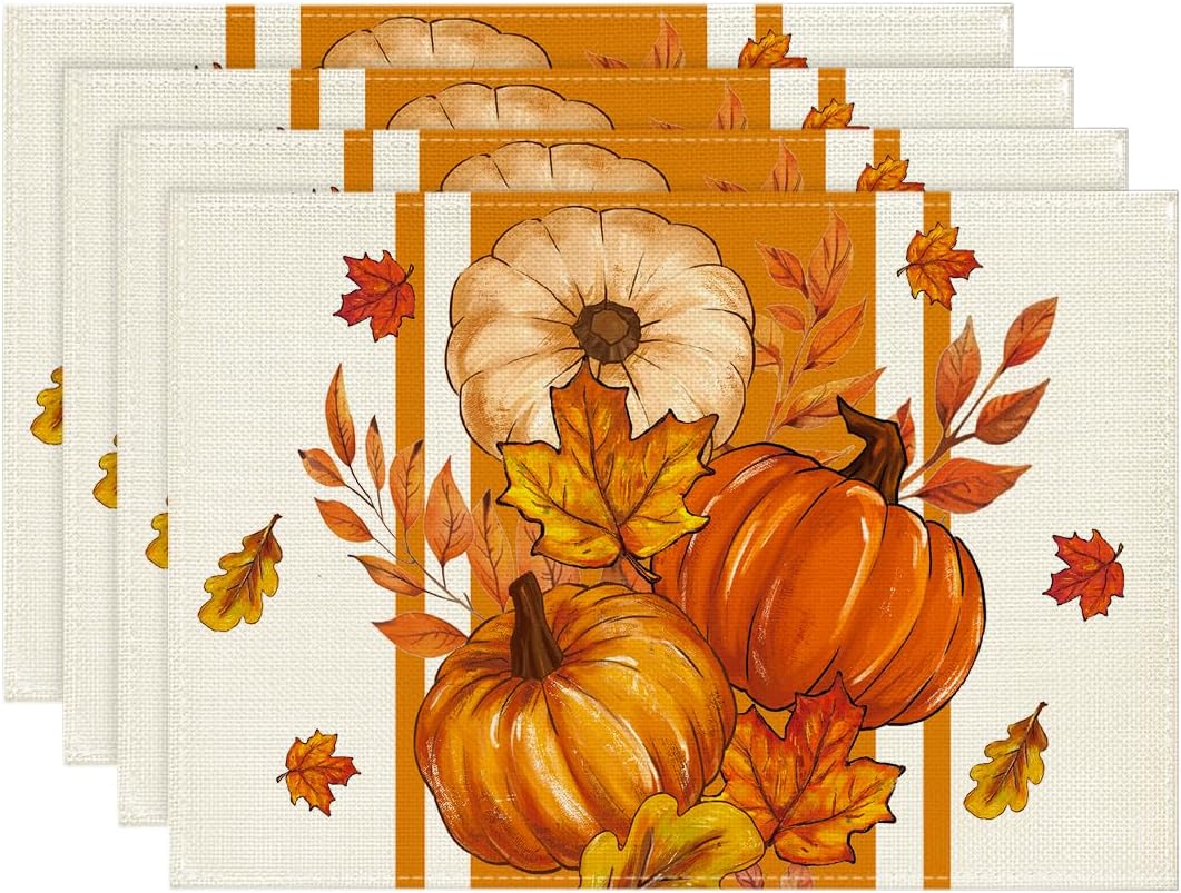 Amazon.com: Artoid Mode Pumpkin Leaves Fall Placemats Set of 4 for ...