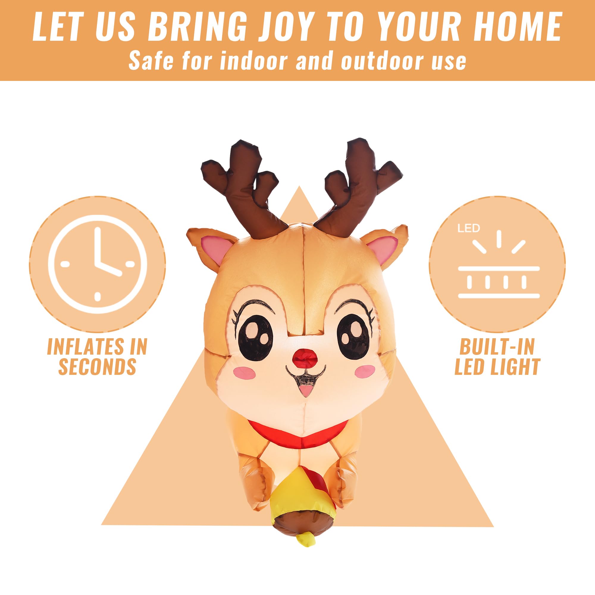 Snapklik.com : DearSun 3.0FT Christmas Inflatable Little Deer