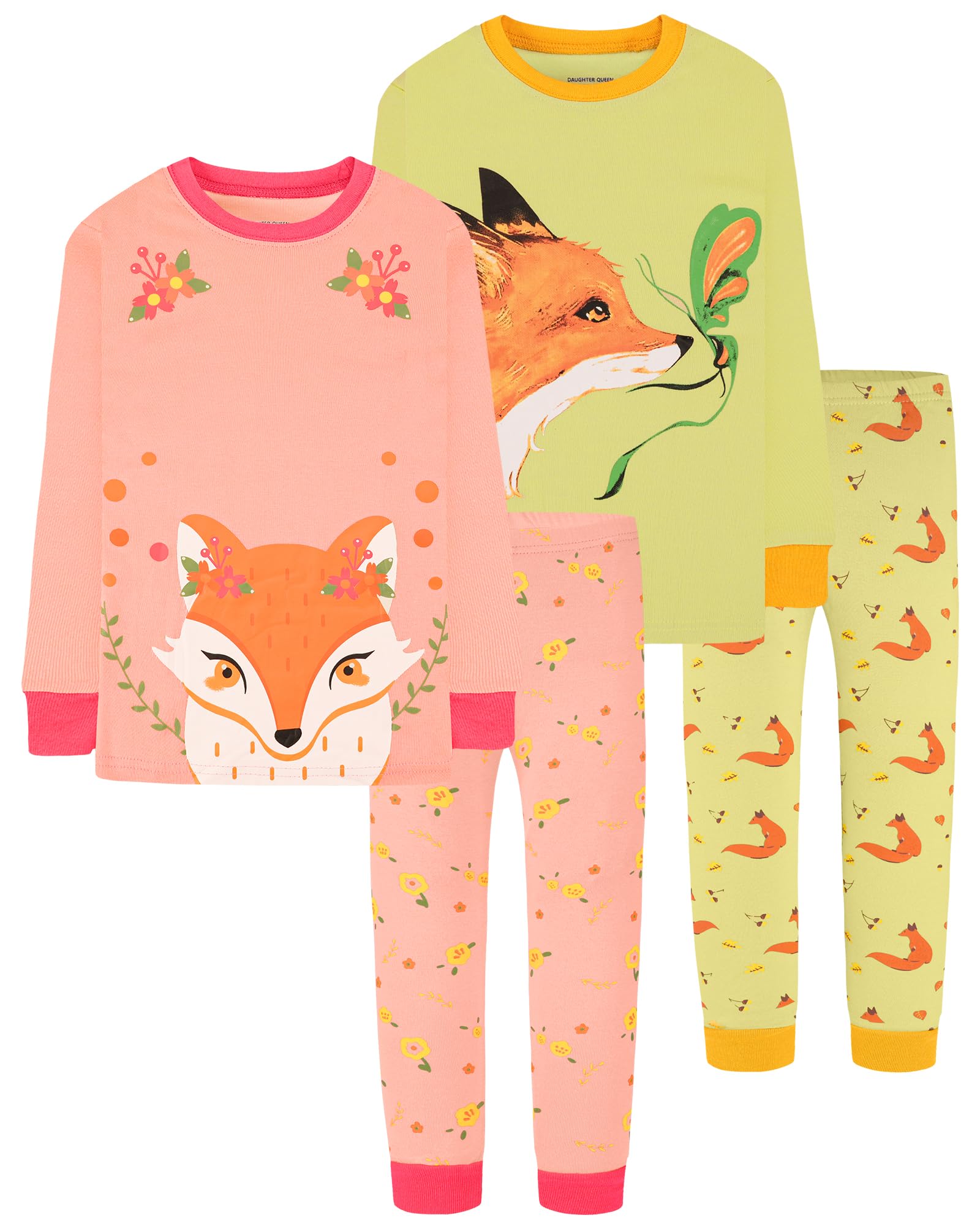 Snapklik.com : Fox Pajamas For Girls Toddler Kids 100% Cotton Pjs 3T ...