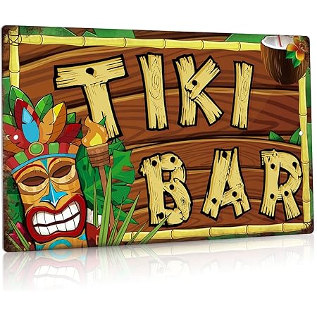 Amazon.com: Blulu Tiki Bar Sign for Outside Patio Decor Tiki Hawaiian ...