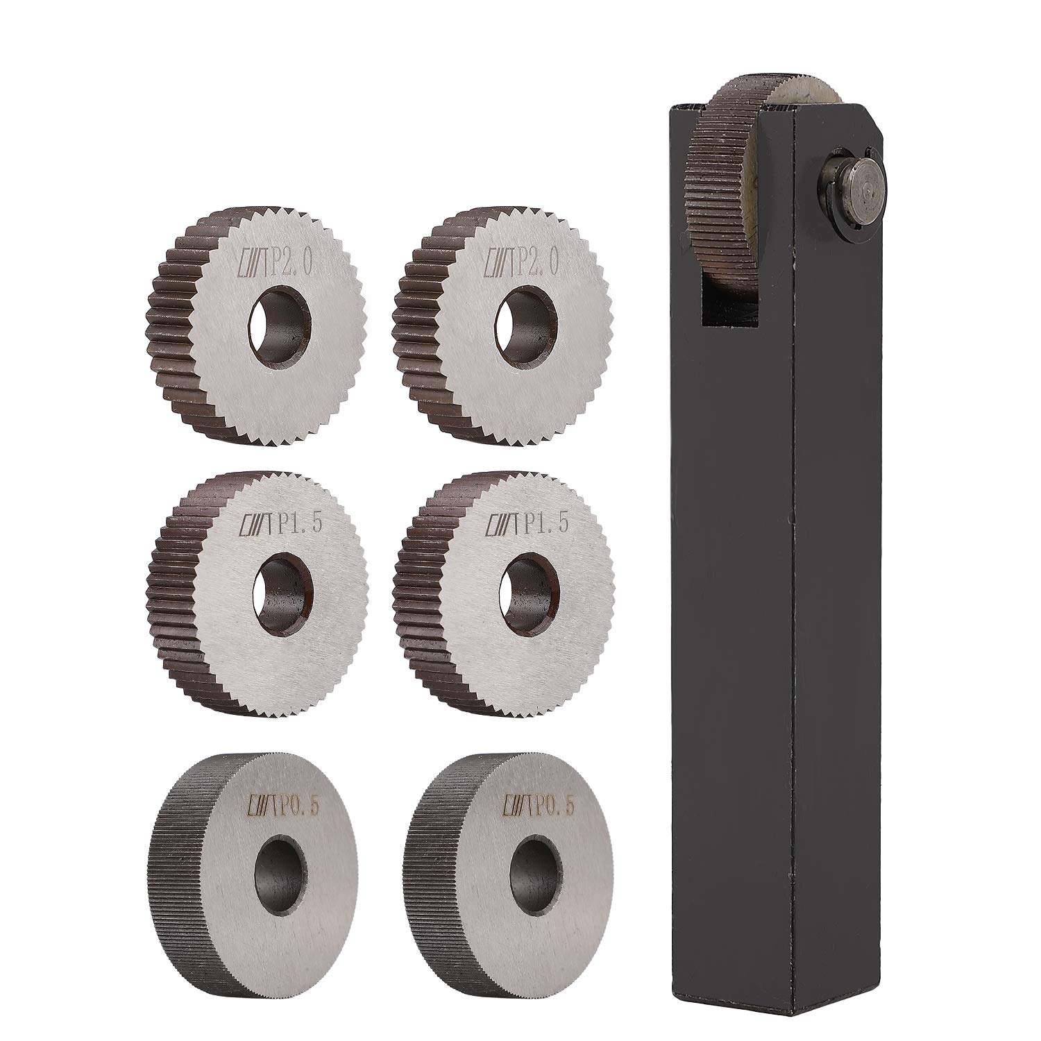 Single Linear Knurl Tool with 6PCS Knurling Single Wheels 0.5mm 1.5mm ...