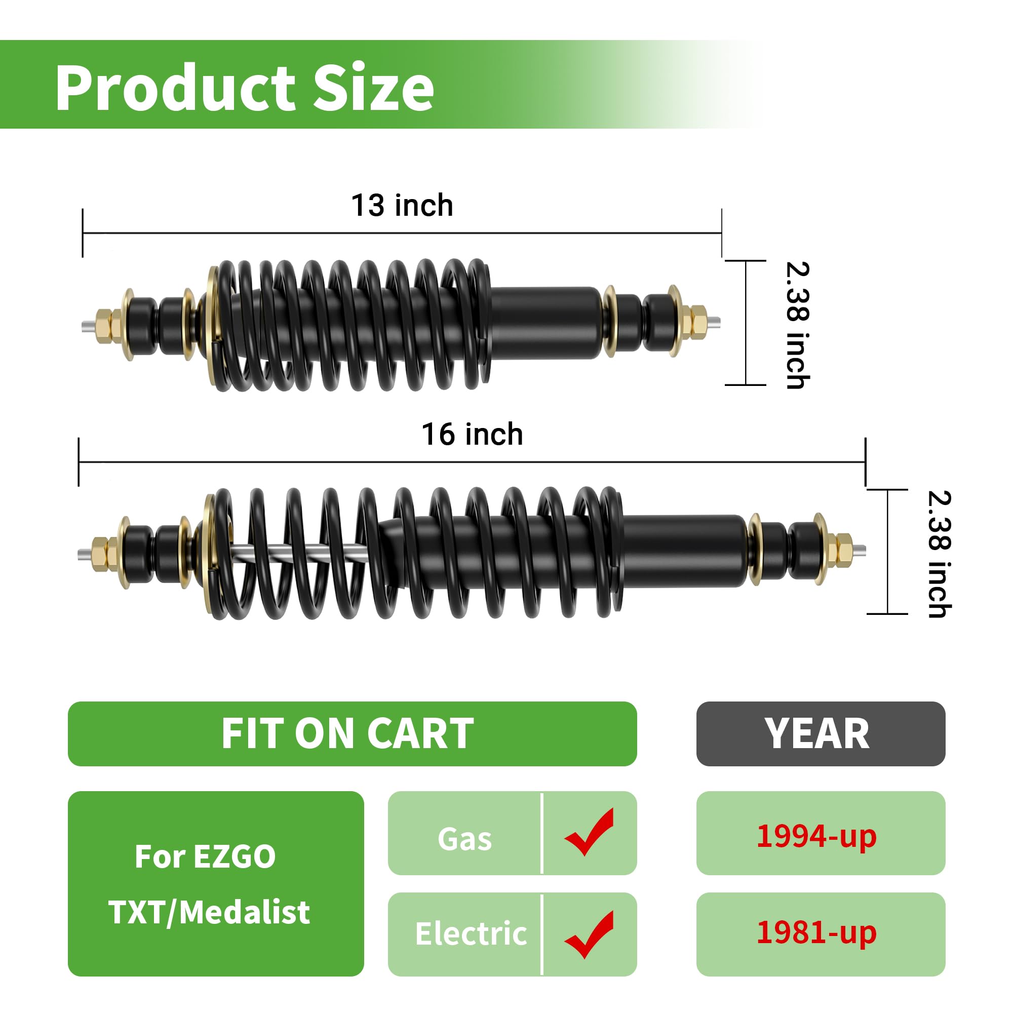 Snapklik.com : 10L0L Golf Cart Front/Rear Coil Over Heavy Duty Shock ...