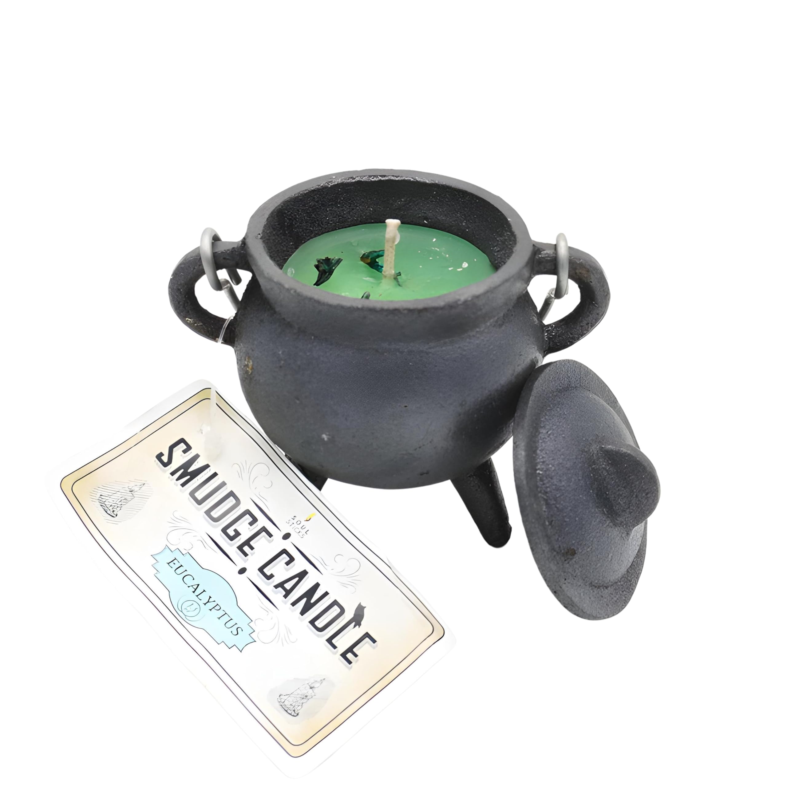 Amazon.com: Reusable 4 Cast Iron Cauldron Candle with Lid and Hanging ...