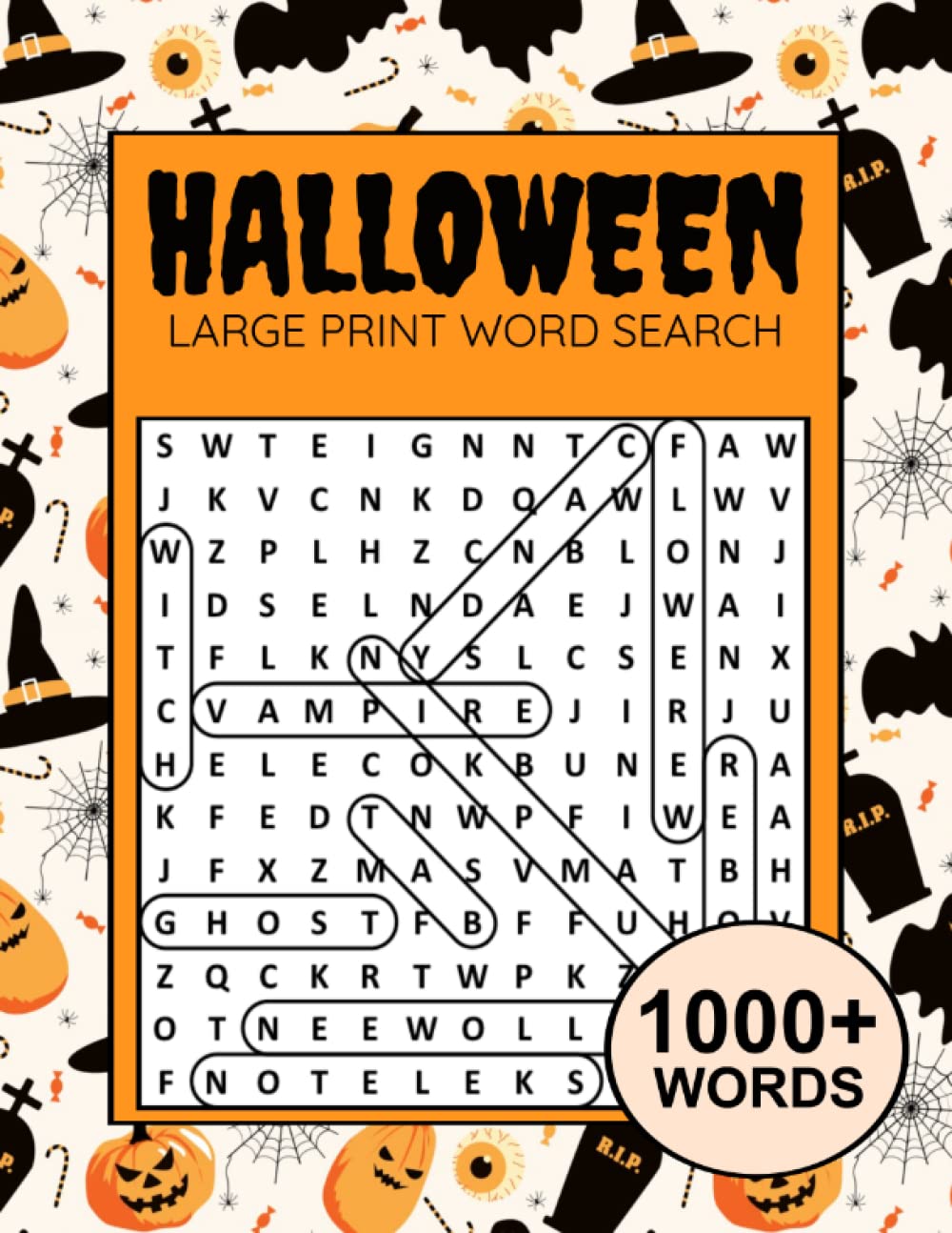 Halloween Large Print Word Search 1000+ Words: Fall Word Search Book ...