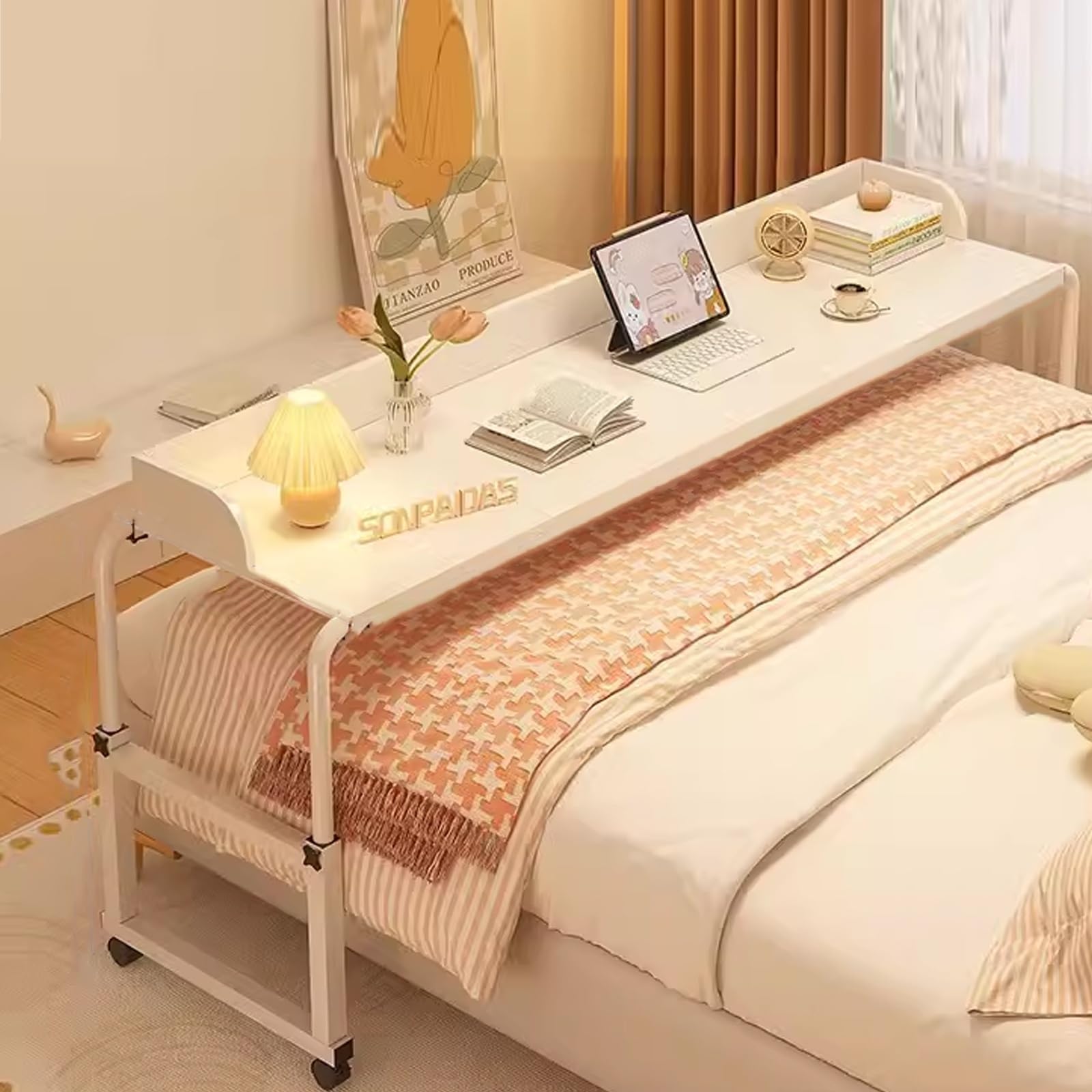 Amazon.com: Adjustable Overbed Table, Over The Bed Table with Wheels ...