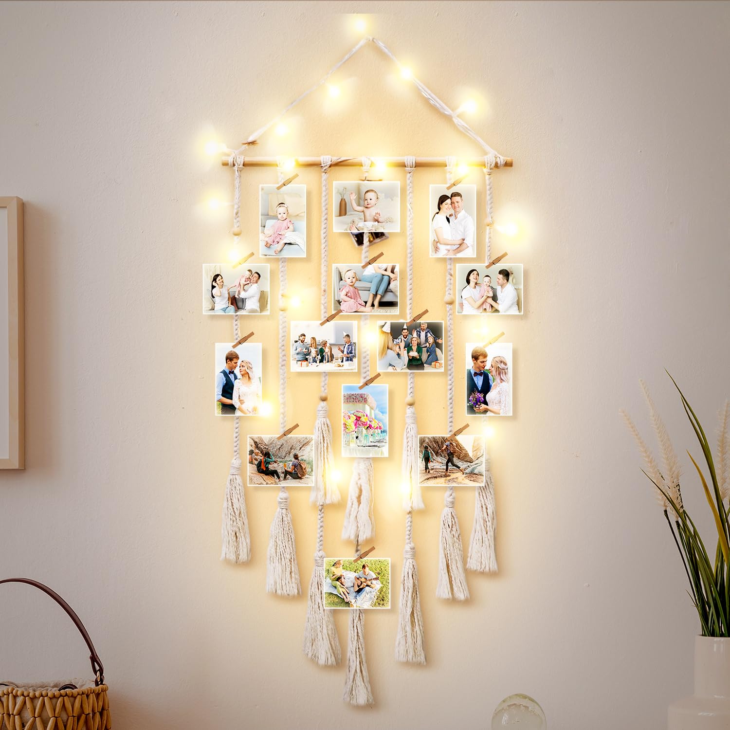 Amazon.com: popotop Hanging Photo Display with Clip,Boho Home Wall ...
