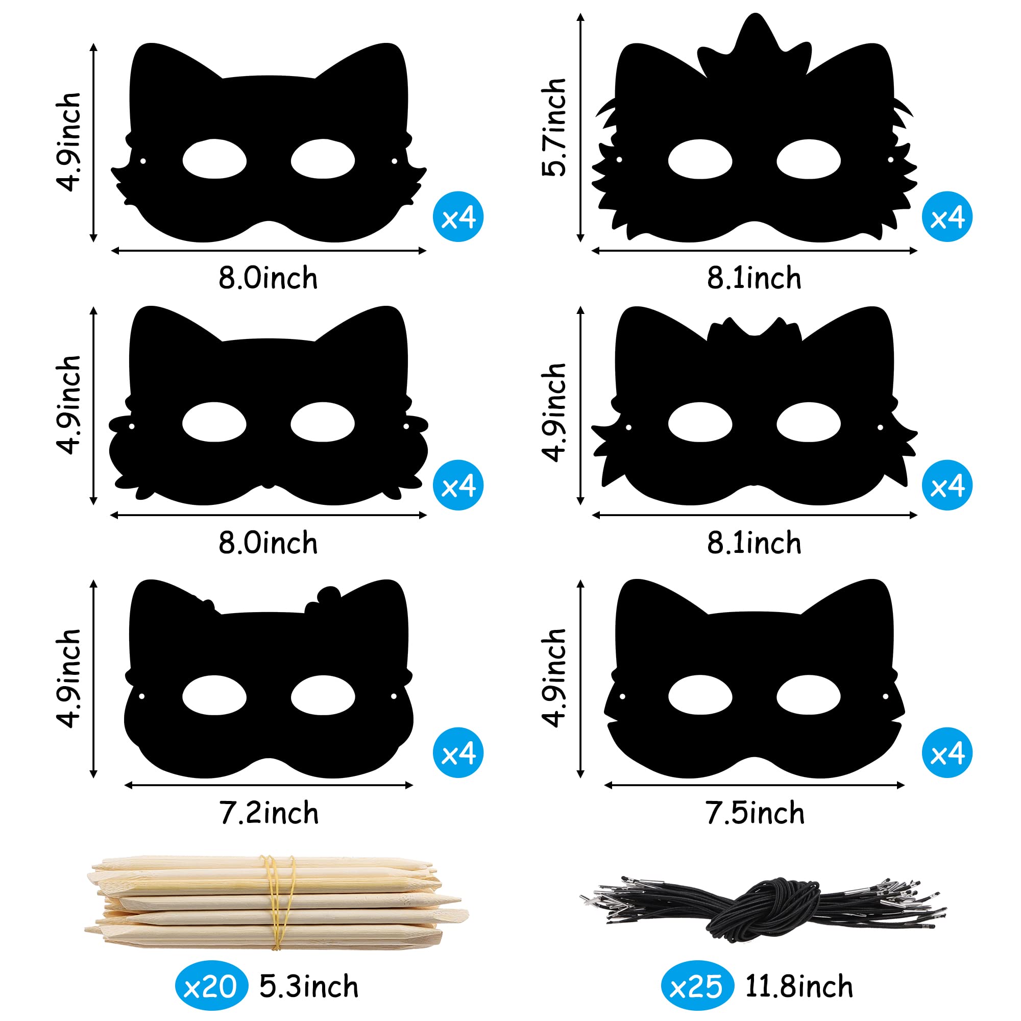 Snapklik.com : 24Pcs Cats DIY Scratch Masks, Animal Scratch Paper Mask ...