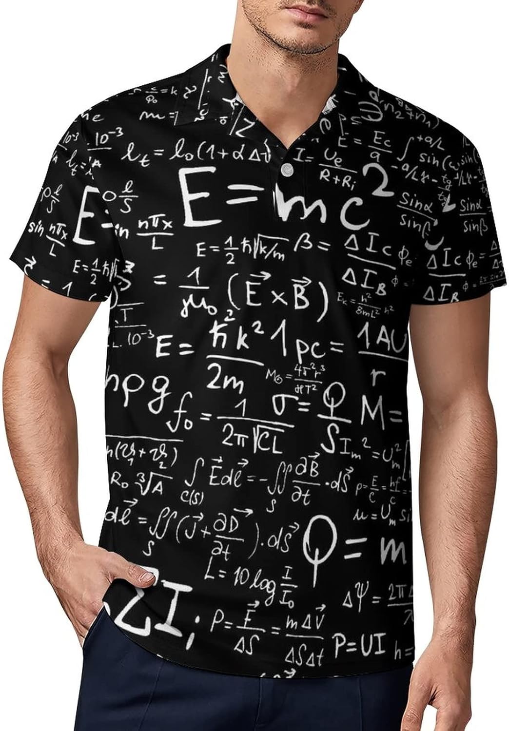 Math Formulas Science Men’s Regular Polo-Shirt Short Sleeve Button Down ...