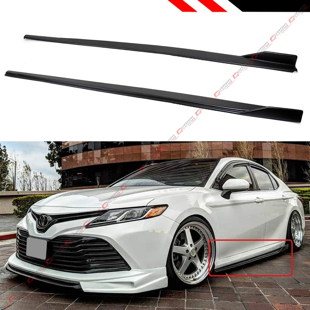 Amazon.com: Cuztom Tuning JDM GT Style Black Side Skirt Extension ...