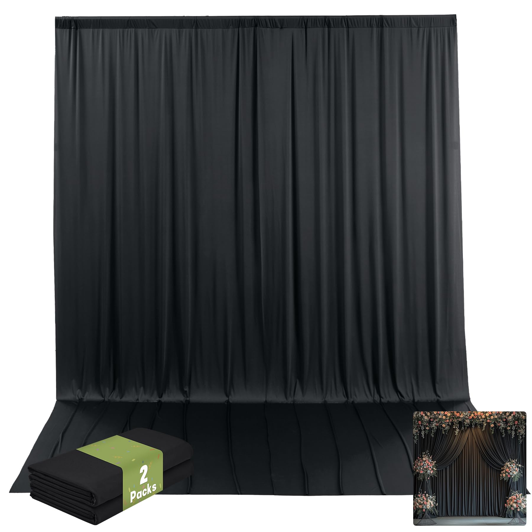 Amazon.com : 10ftx14ft Black Backdrop Curtains for Wedding-Wrinkle Free ...