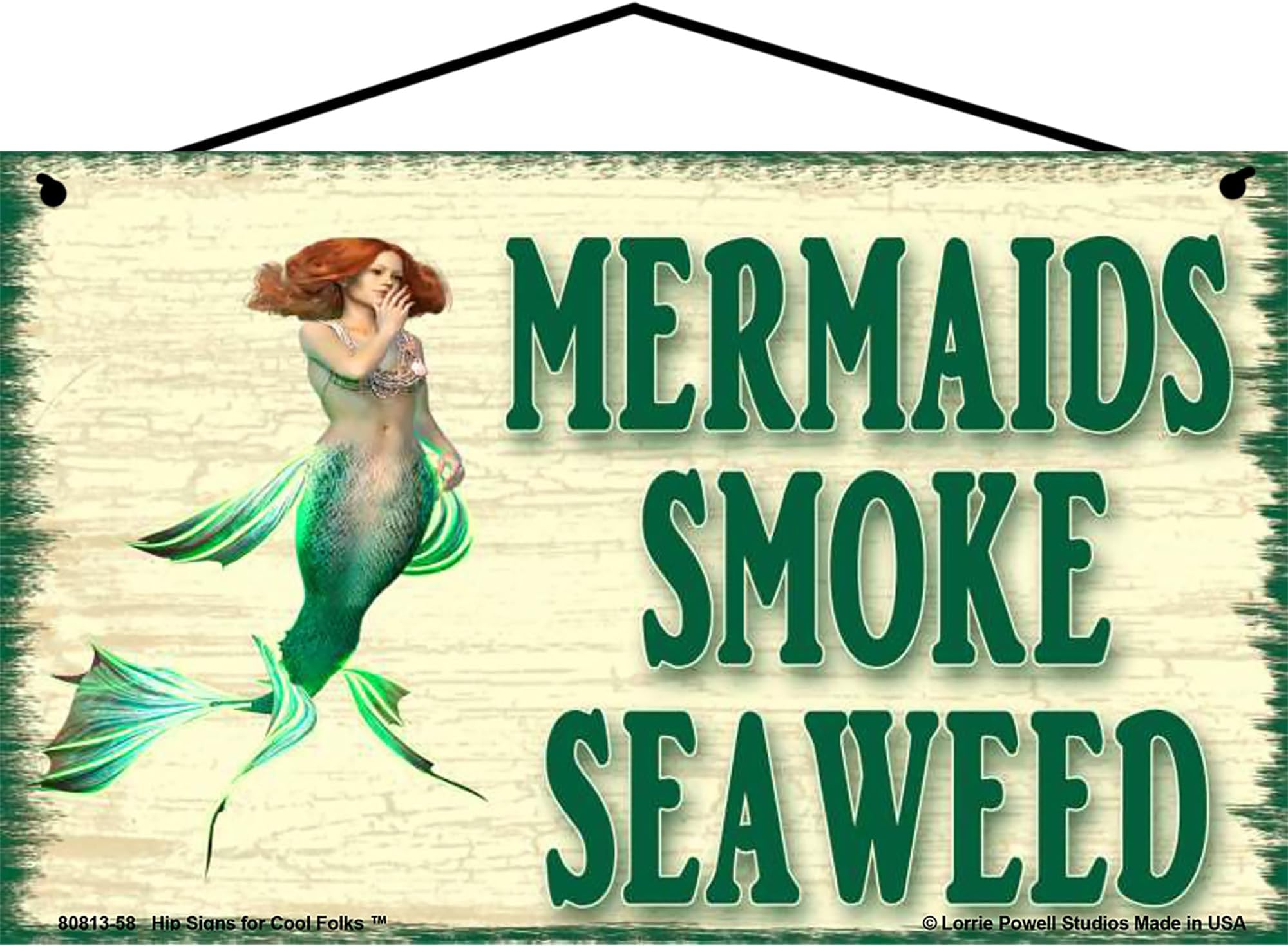Amazon.com : Mermaids Smoke Seaweed Metal Sign, Contemporary Beach Sign ...