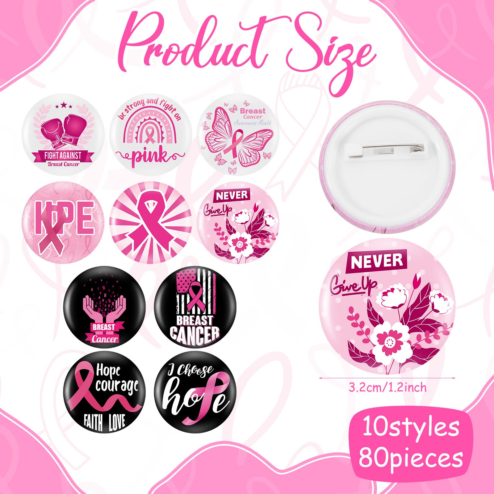 Snapklik.com : Lenwen 160 Pcs Breast Cancer Awareness Items Breast ...