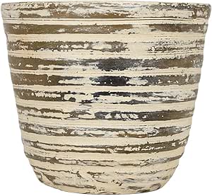 Amazon.com : Foreside Home & Garden Distressed Ribbed Planter Cream ...