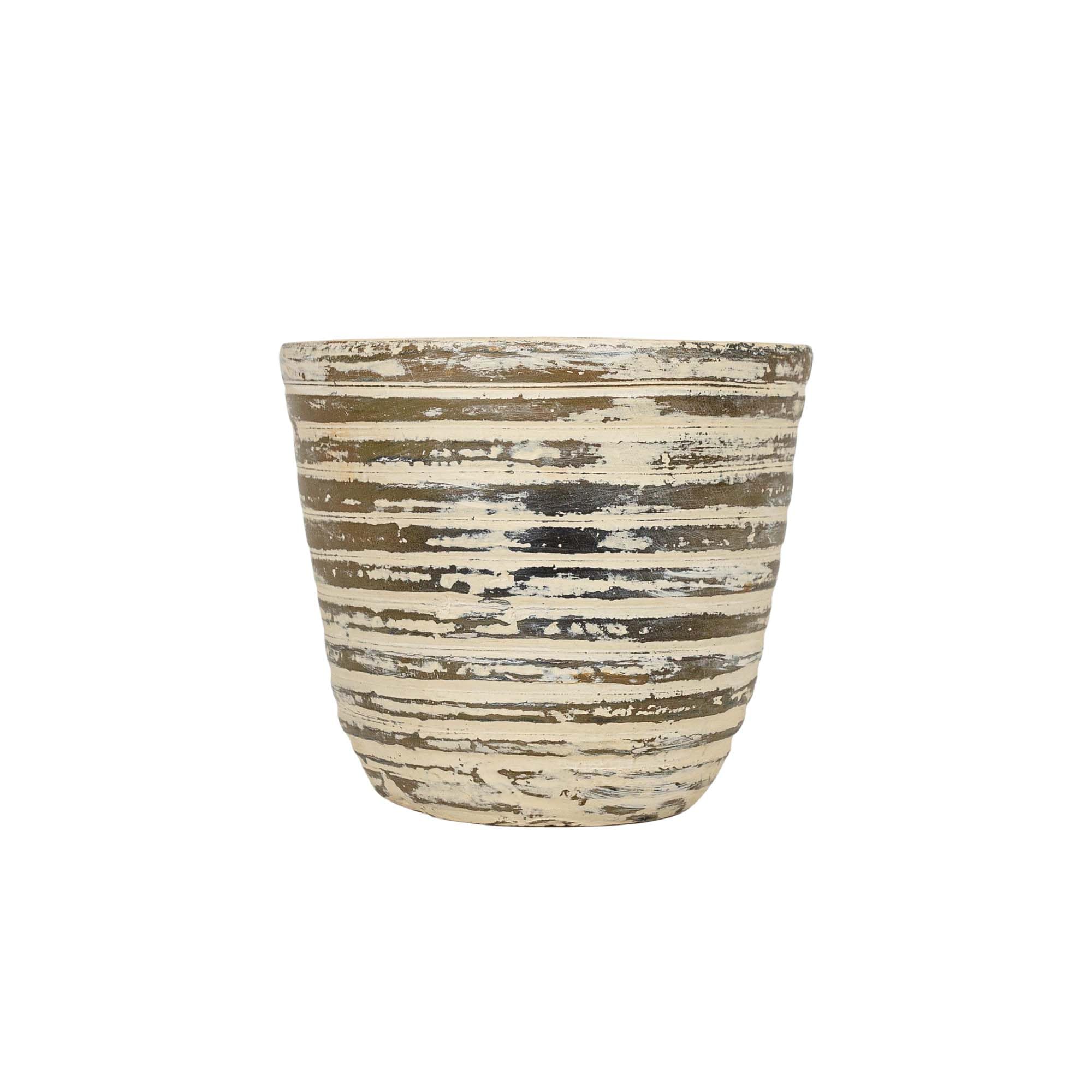 Amazon.com: Foreside Home & Garden Distressed Ribbed Planter Cream ...