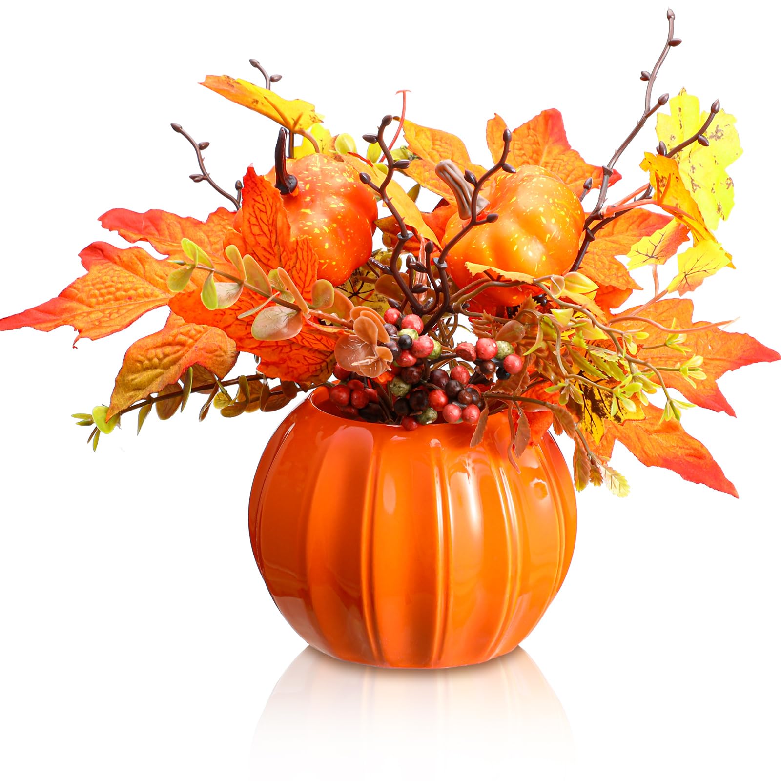 Amazon.com: Teenyyou Fall Table Centerpiece Ceramic Pumpkin Vase with ...