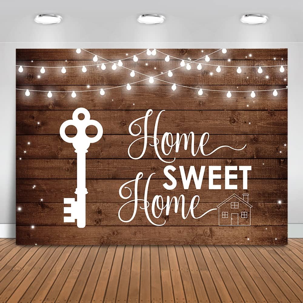 Amazon.com : Mocsicka Home Sweet Home Backdrop Rustic Wood Housewarming ...