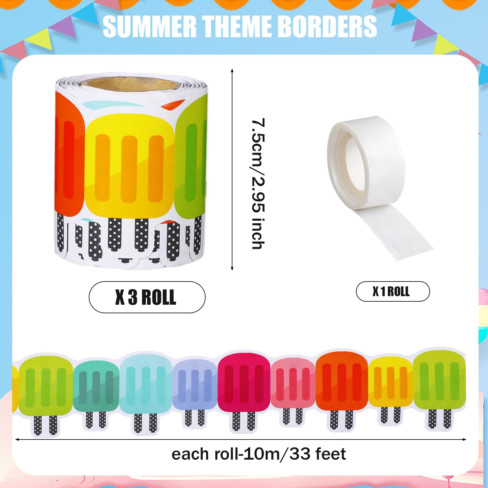 Snapklik.com : 99 Feet Ice Pops Borders Summer Bulletin Board Borders ...