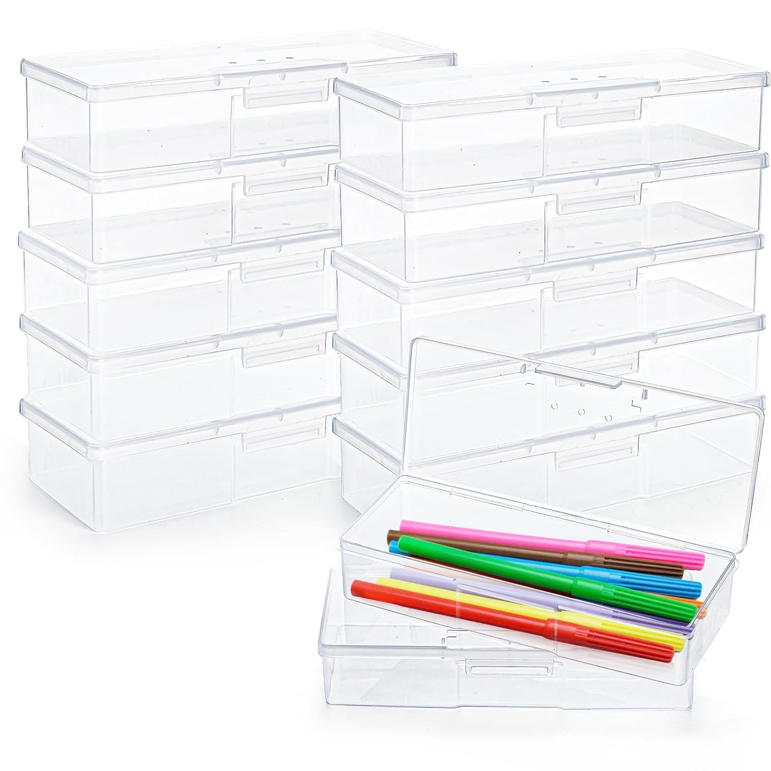 Amazon.com: ZOOFOX 12 Pack Plastic Nail Storage Box, Stackable Pencil ...