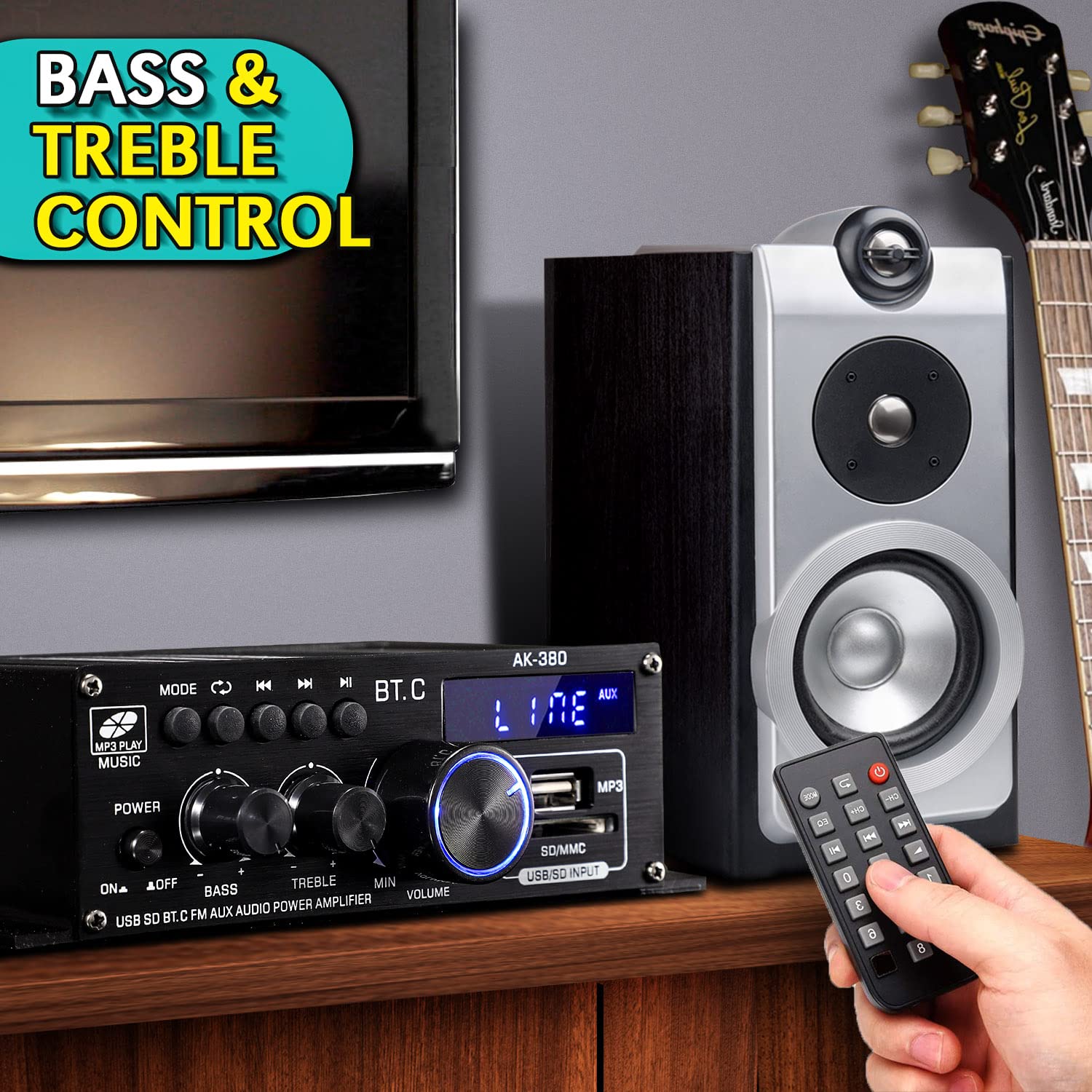 Facmogu AK380 Max 200Wx2 Mini Audio Power Amplifier, RMS 40Wx2 2.0 CH ...