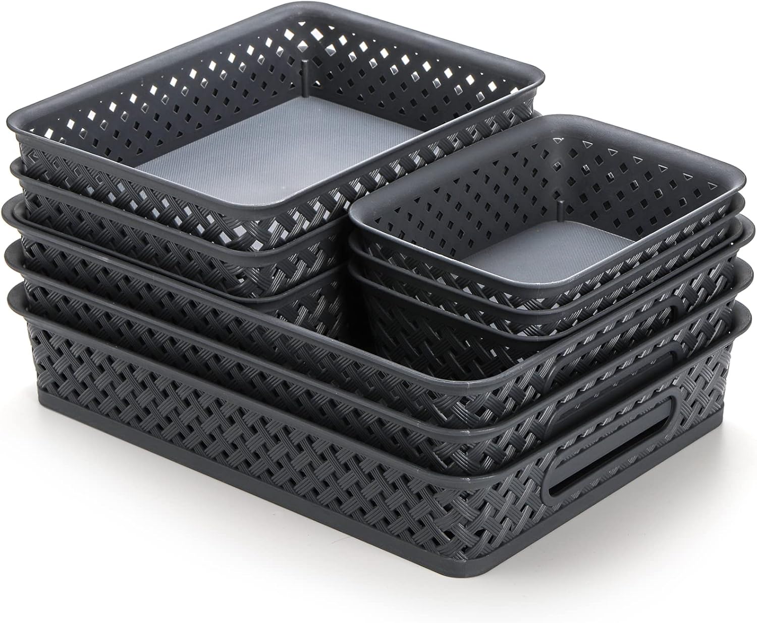 Amazon.com - Bekith 9 Pack Plastic Storage Basket, 3 Sizes Multi-Use ...