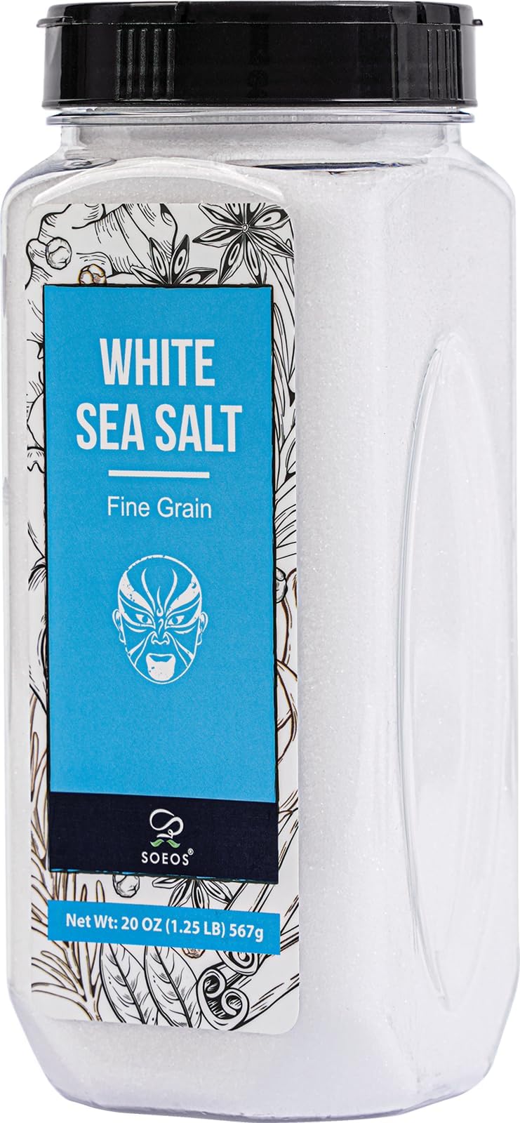 Amazon.com : Soeos Sea Salt, Fine Grain, 20 Oz (1.25 Pound), Non-GMO ...